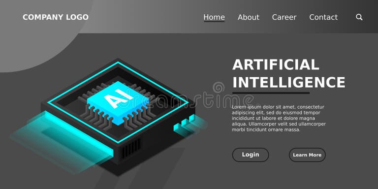Artificial Intelligence, AI Web Banner, Isometric Cloud Computing Concept, Data Mining ...