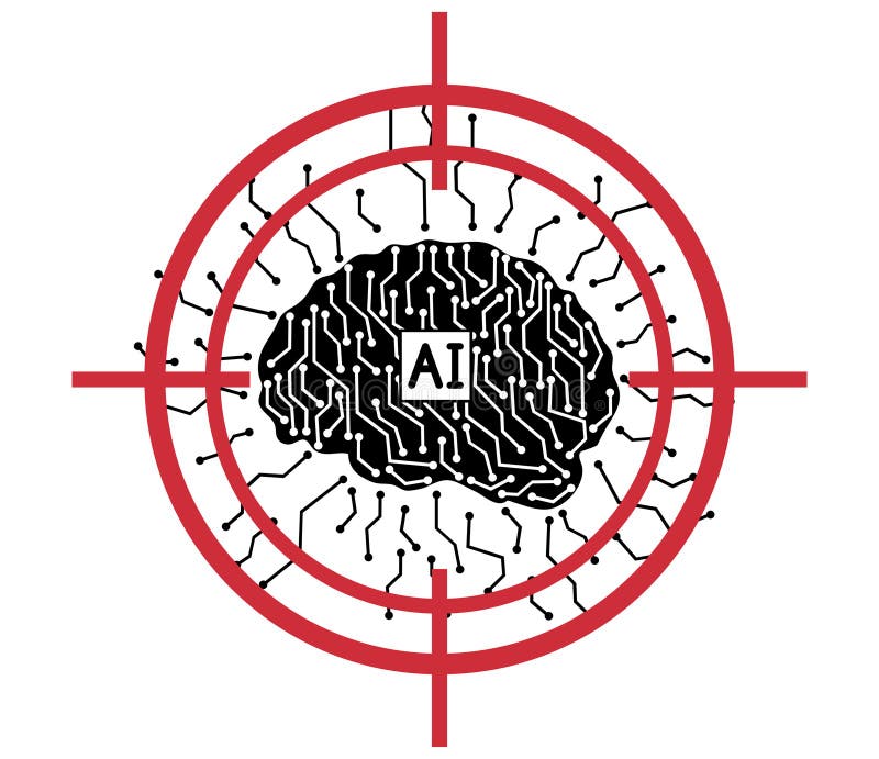 Artificial Intelligence at Aim, Silhouette of Brain with Links, Target ...