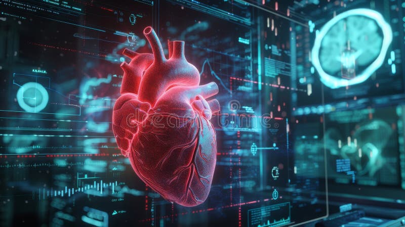 Artificial Intelligence Analysing Heart Scan Data Stock Illustration ...