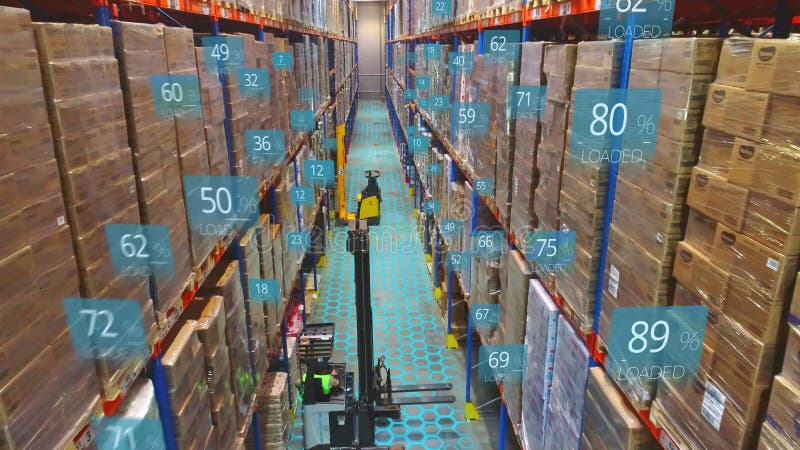 Artificial Intelligence Analyzes the Goods in the Warehouse. Scanning ...
