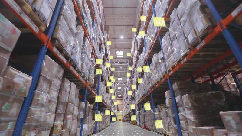 Artificial Intelligence Analyzes the Goods in the Warehouse. Scanning ...