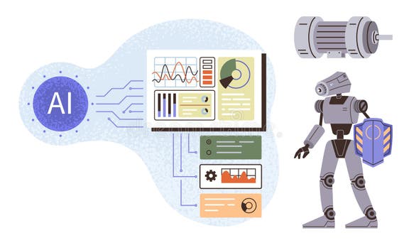 Artificial Intelligence Analyzing Data with Robot and Technical Components for Automation and ...