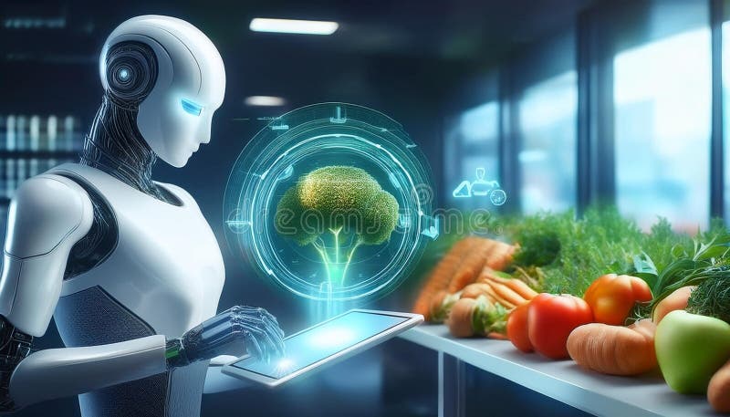 Artificial Intelligence Analyzing Nutritional Data on a Digital Tablet ...