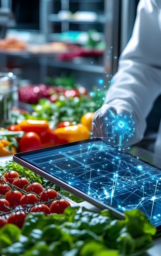 Artificial Intelligence Analyzing Nutritional Data on a Digital Tablet ...