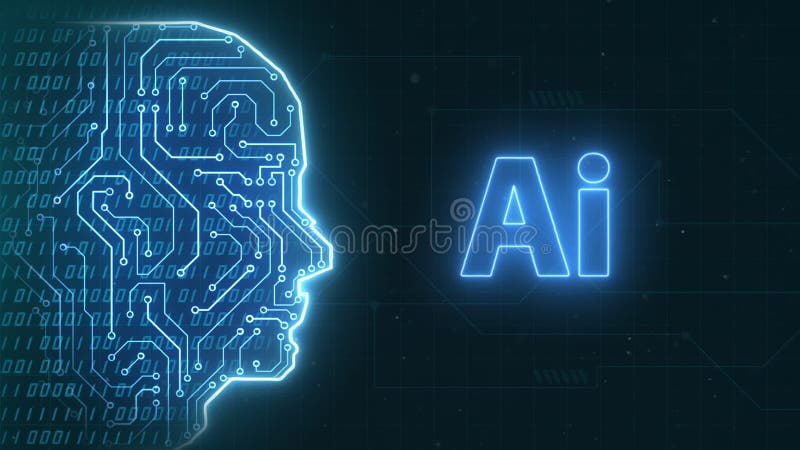 Artificial Intelligence Animation. Futuristic Human Interface Concept ...