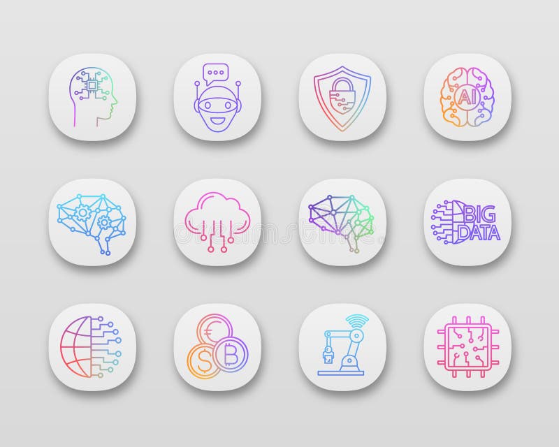 Artificial Intelligence App Icons Set Stock Vector - Illustration of ... Artificial Intelligence App Icons Set Stock Vector - Illustration of ...
