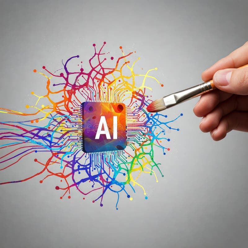 Artificial Intelligence As an Artistic Process in Bright Colors. Stock ...