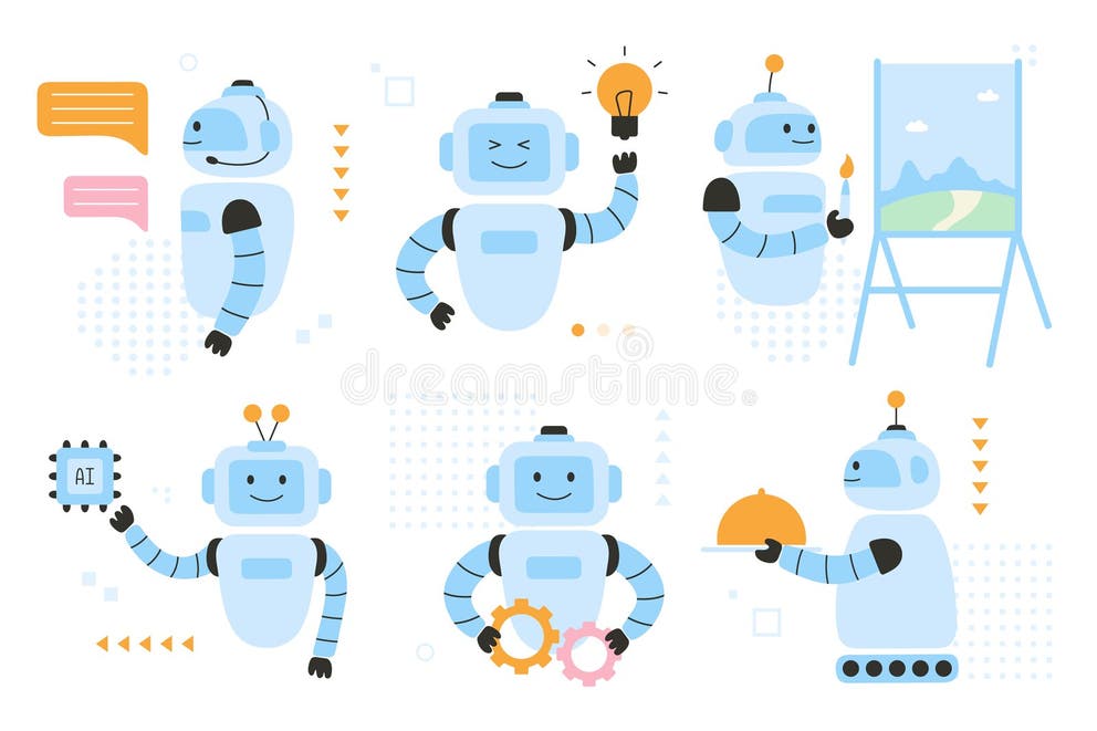 Artificial Intelligence Assistant Big Vector Set Stock Vector ...