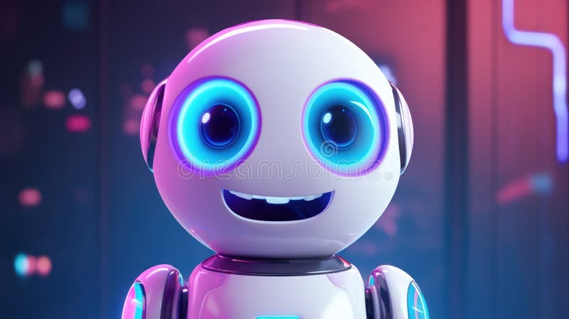 Artificial Intelligence Assistant. Cute Robot Chatbot Smile. Chat Bot ...