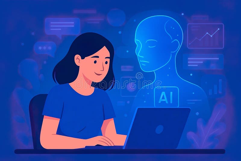 Artificial Intelligence Assistant and Remote Work Concept Stock ...