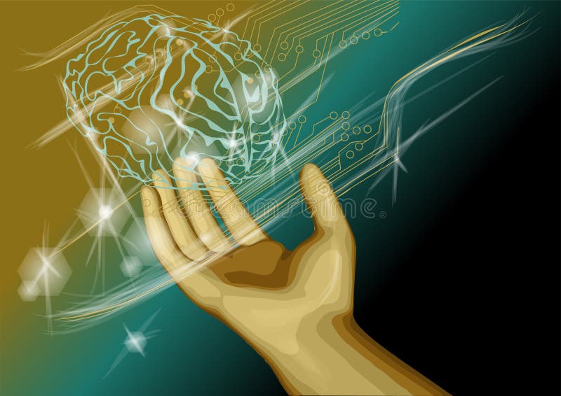 Artificial Intelligence Wired Brain Background Stock Illustrations ...