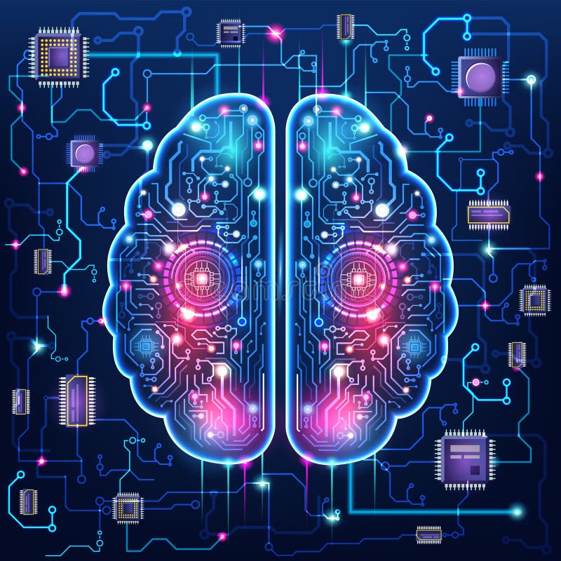 Artificial Intelligence Background Concept with Digital Brain, Machine ...