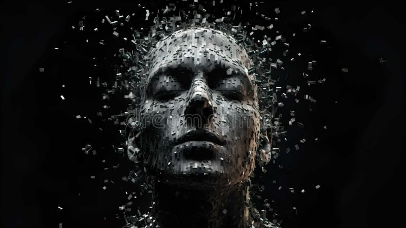 Artificial Intelligence Background , 3D Dissolving Human Head Made with ...
