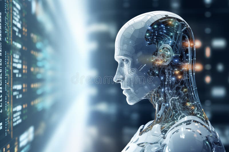 Artificial Intelligence Background.Glow of Technology. Digital Life of ...