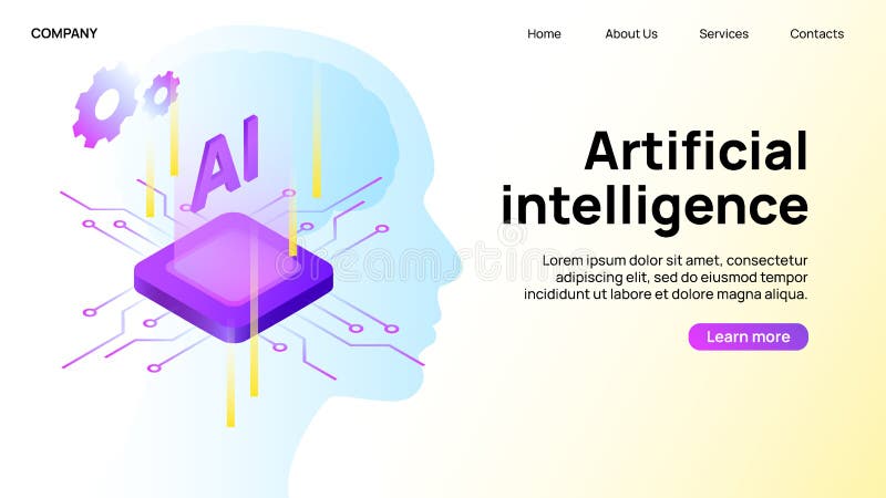 Artificial Intelligence Banner. Creative Landing Website Page Stock ...