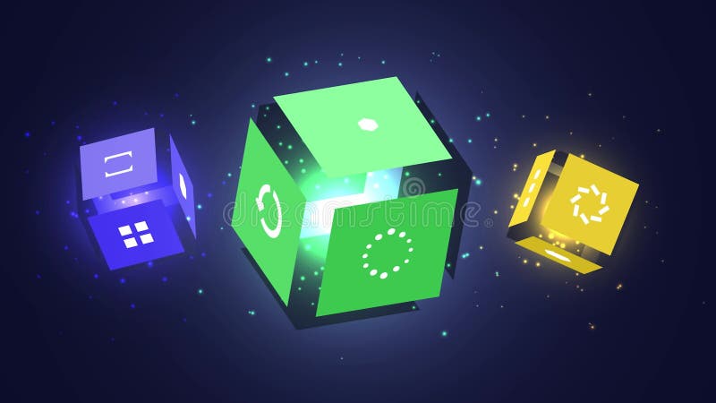 Artificial Intelligence Banner. Moving Banner with Cubes with Ai Icons ...