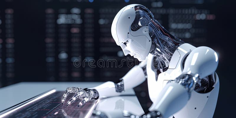 Artificial Intelligence Being Working with Smart Screen Stock Photo ...