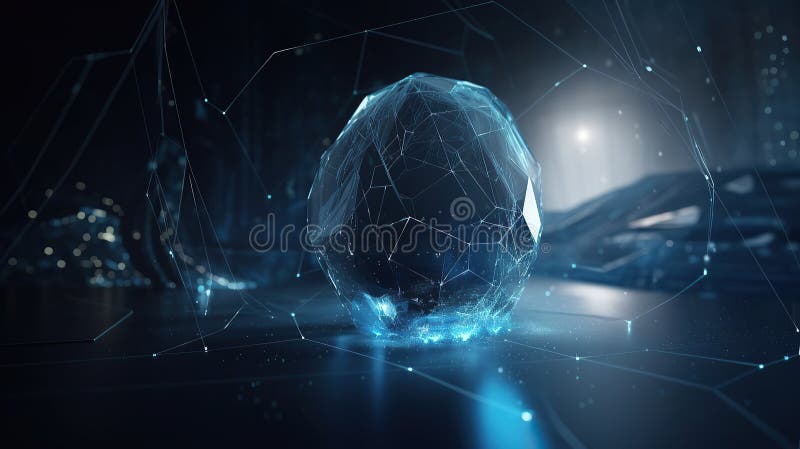 Artificial Intelligence, a Big Blue Globe, with Lines, Big Data ...