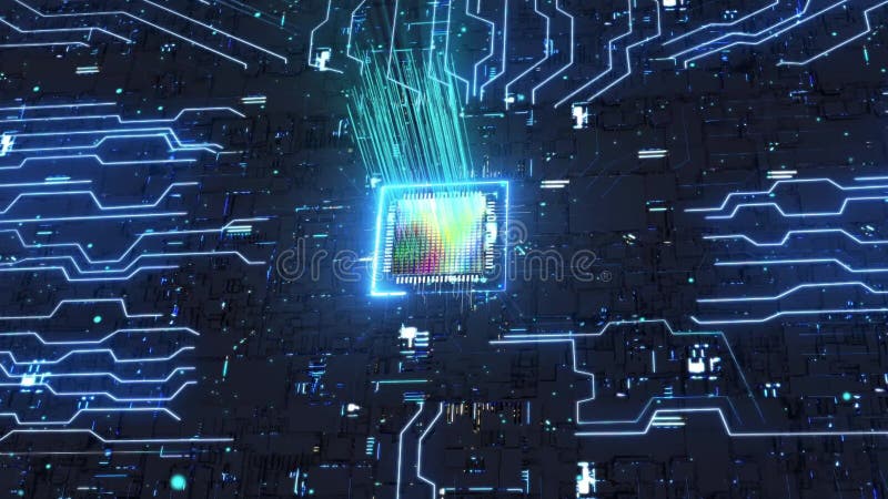Artificial Intelligence and Big Data Cloud Computing Electronic Technology Chip Stock Footage ...