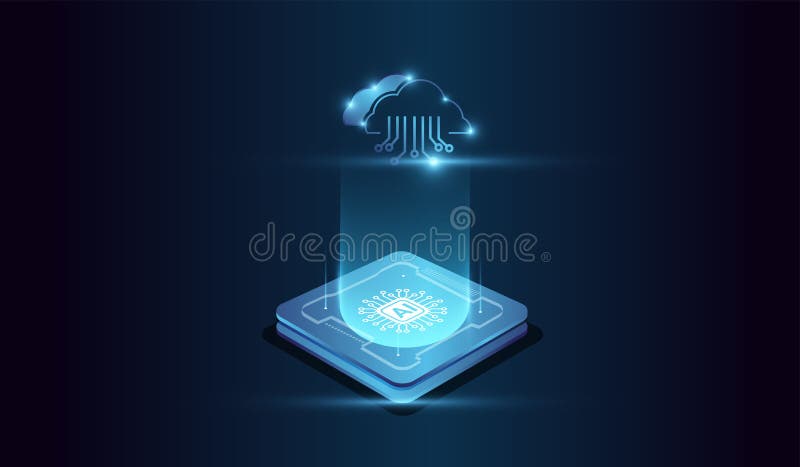 The Artificial Intelligence Big Data Cloud. the Microchip and Digital Head of System at the ...