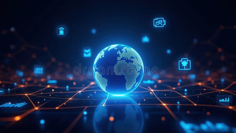 Artificial Intelligence and Big Data Concept: Displaying a Glowing ...