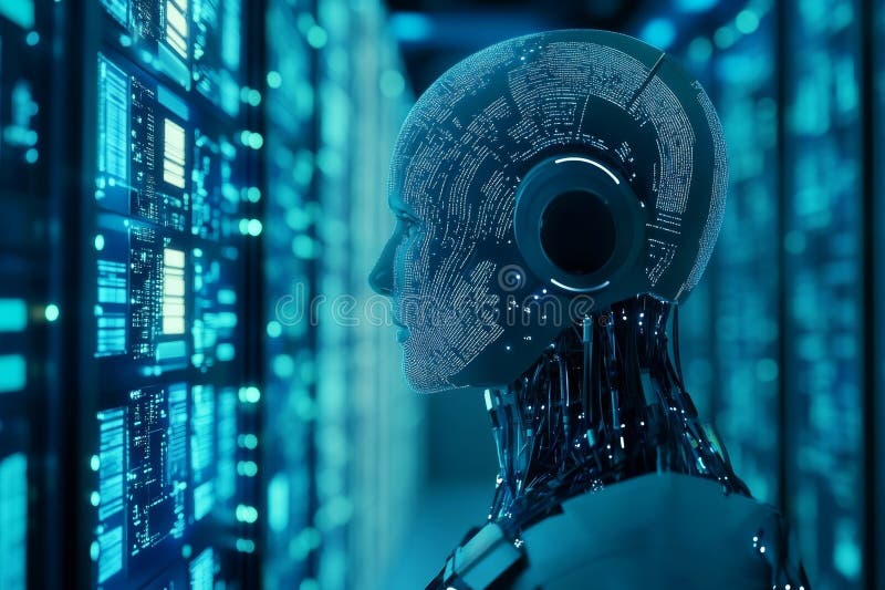 Artificial Intelligence and Big Data Concept. Robot View. Stock ... Artificial Intelligence and Big Data Concept. Robot View. Stock ...