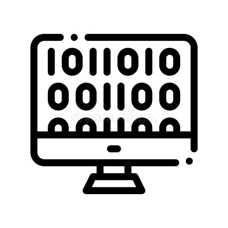 Artificial Intelligence Binary Code Vector Icon Stock Vector Illustration Of Contour