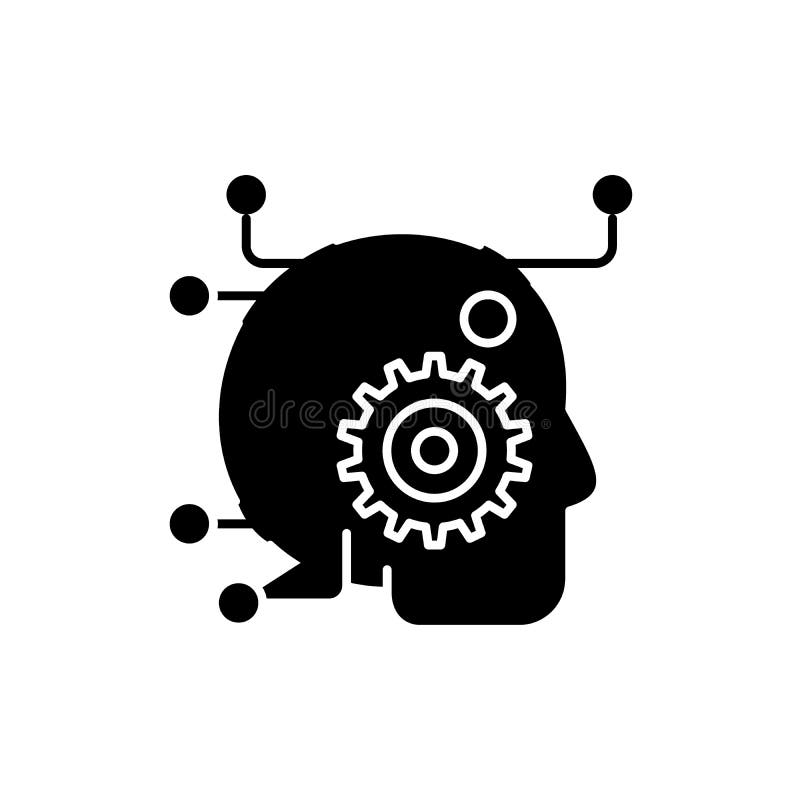 Artificial Intelligence Black Icon, Vector Sign on Isolated Background ...