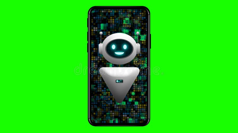 Artificial Intelligence Bot in Mobile Stock Illustration - Illustration ...