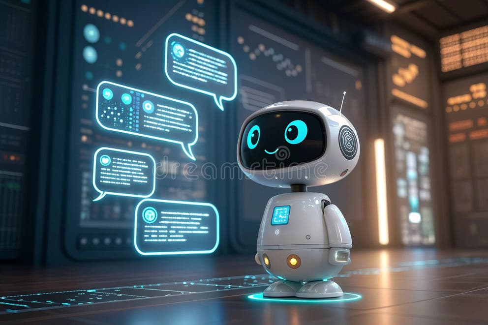 Artificial Intelligence Bot and Speech Bubbles- 3d Rendering - Generated by Ai Stock ...