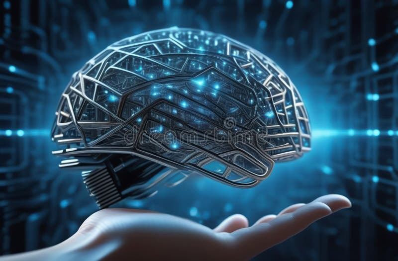 Electronic Brain of Neural Networks Stock Illustration - Illustration ...