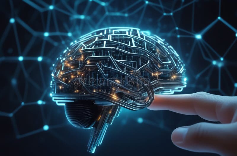 Electronic Brain of Neural Networks. Stock Illustration - Illustration ...