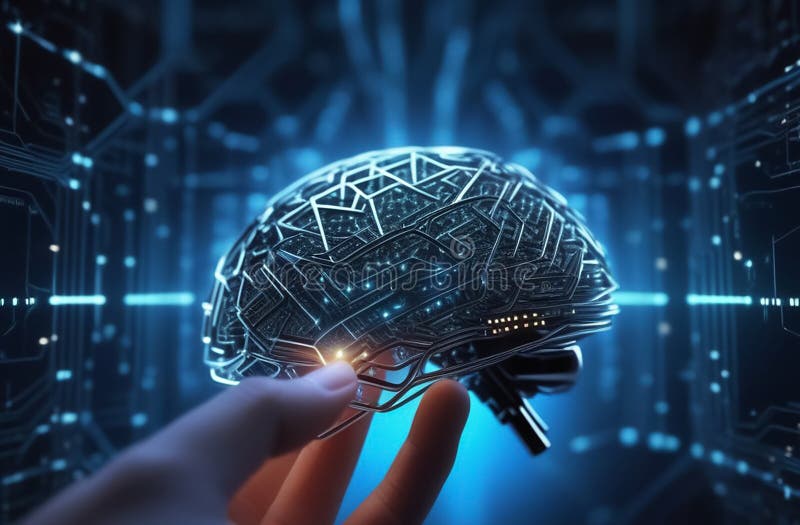 Electronic Brain of Neural Networks Stock Illustration - Illustration ...