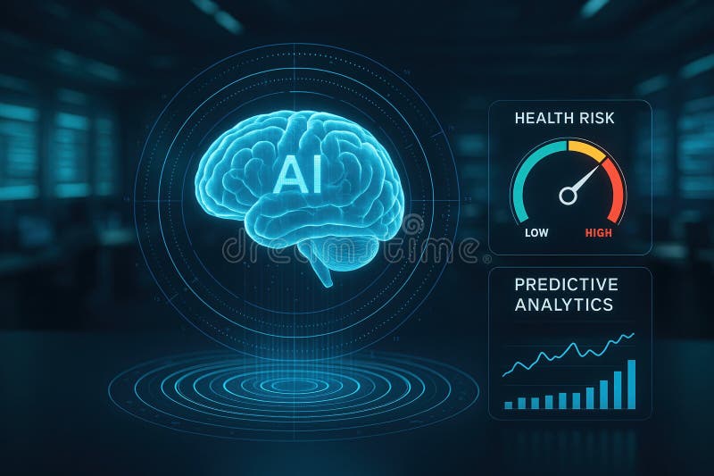 Artificial Intelligence Brain Analyzing Health Risks and Predictive Analytics within a ...