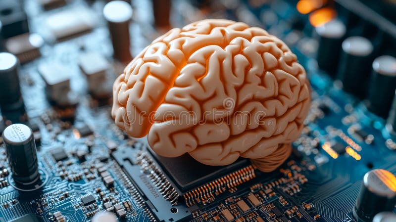 Artificial Intelligence, Brain Chip on Motherboard. Concept of Future ...