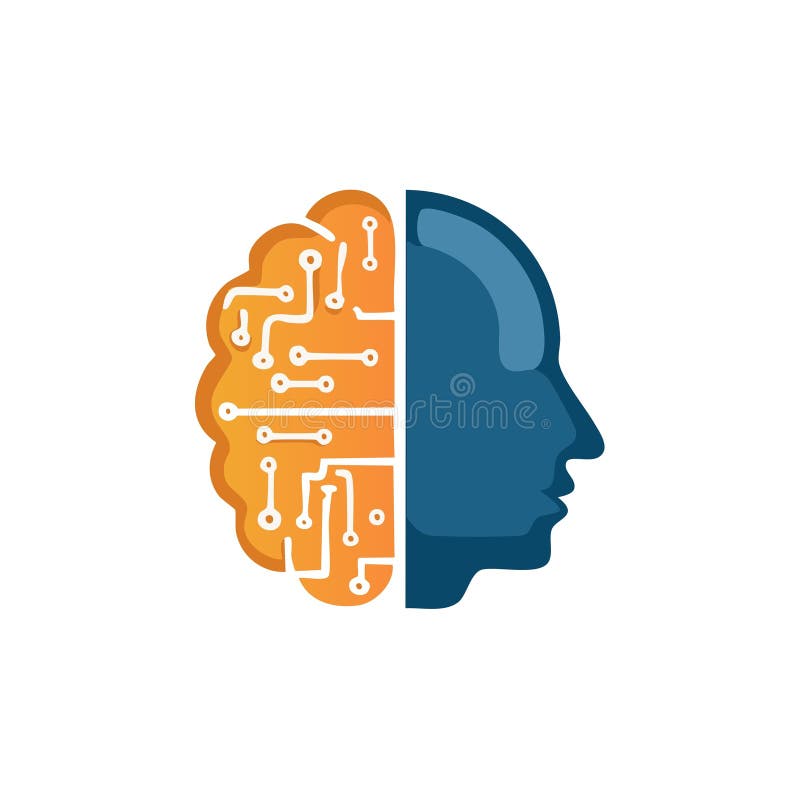 Artificial Intelligence Brain Circuit Head Shape, Human Profile with Tech Brain, AI Concept ...