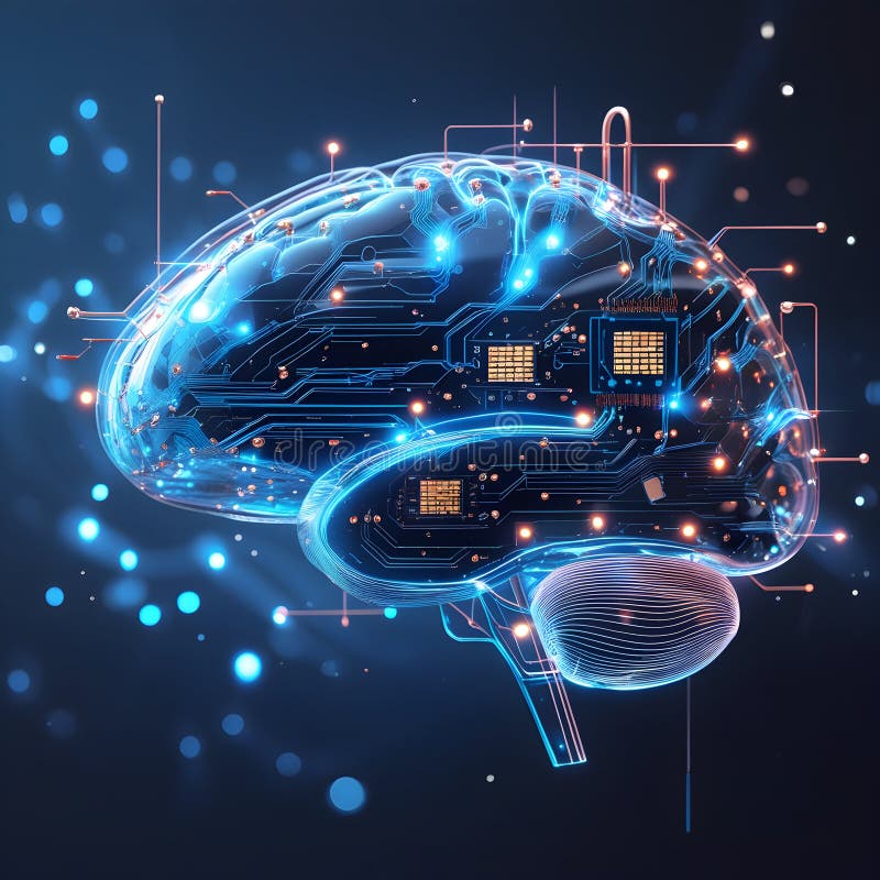 Circuitry Neural Brain Interface. Artificial Intelligence. Vertical ...