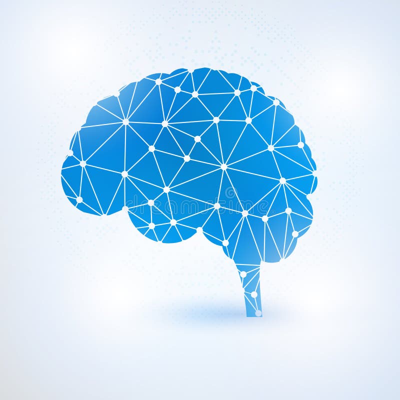 Technology Low Poly Design of Human Brain with Binary Digits Stock ...