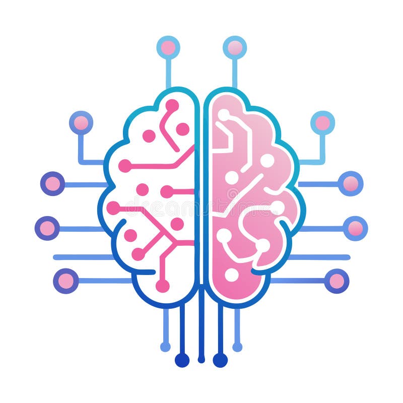Gradient Brain Artificial Intelligence Concept with Pink and Blue ...