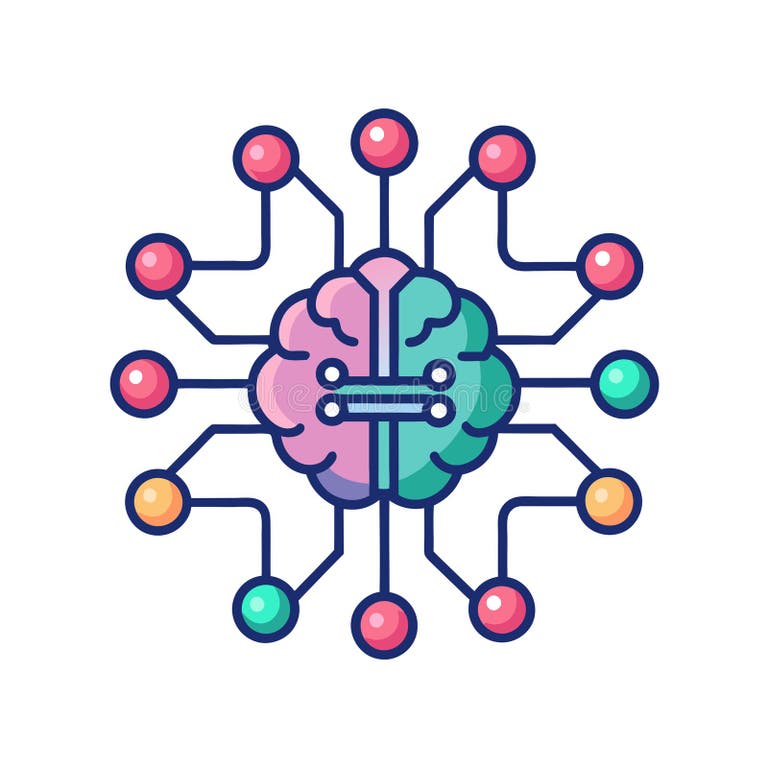 Artificial Intelligence Brain Connection Neural Network Technology Icon ...