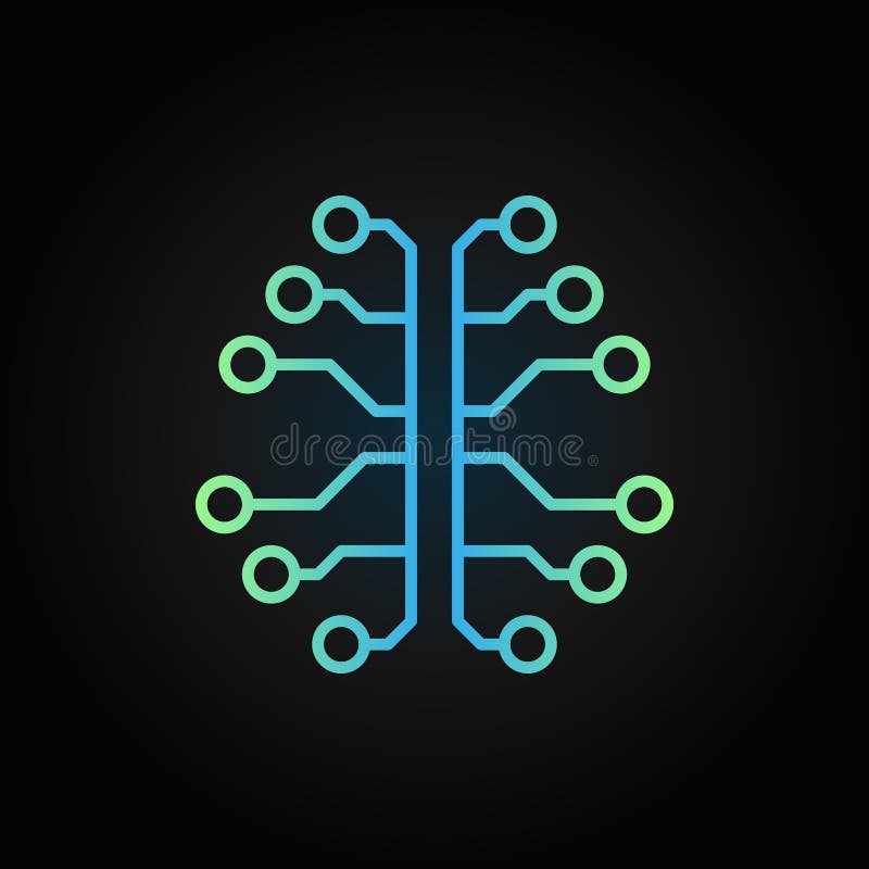 Cyberbrain Outline Icon - Vector Artificial Intelligence Brain Stock ...