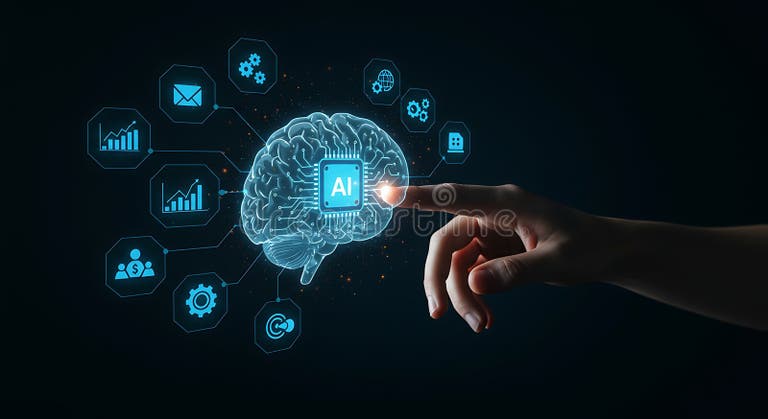 Artificial Intelligence Brain Digital Technology Futuristic Concept of ...