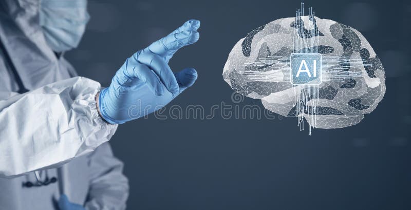 Artificial Intelligence in the Brain Stock Photo - Image of light ...