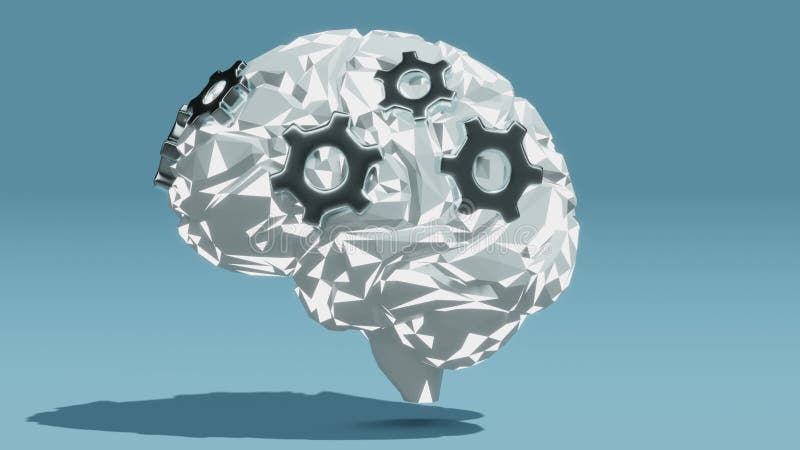 Artificial Intelligence Brain with Gears. Abstract Loop Animation Stock ...