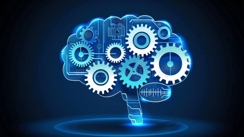 Artificial Intelligence, Brain with Gears, Circuit Board, Machine ...