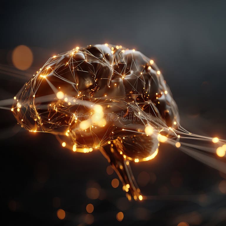 Artificial Intelligence Brain Glowing with Data and Circuits Stock ...