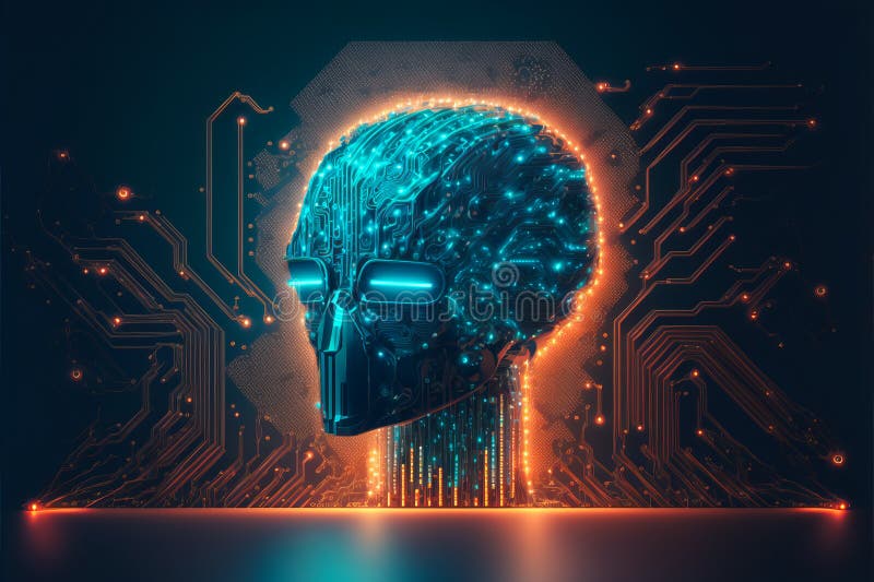 Artificial Intelligence Brain Growth. Generative Ai Stock Illustration ...