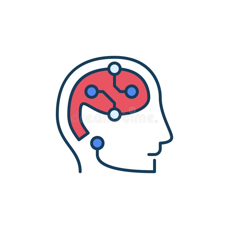 Artificial Intelligence Brain in Head Vector AI Concept Colored Icon Stock Illustration ...