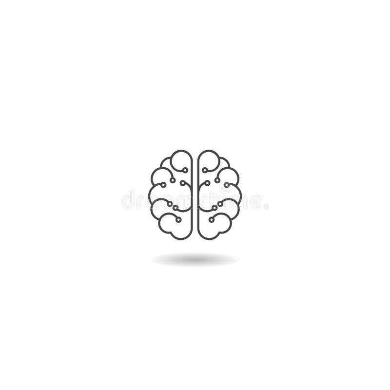 Artificial Intelligence Brain Icon with Shadow Stock Vector ...
