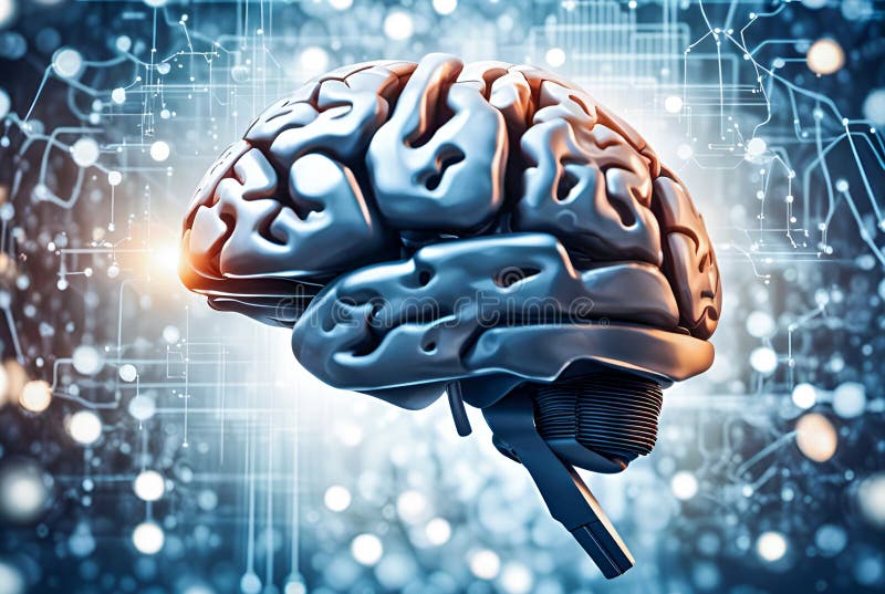 Artificial Intelligence Brain Like a Human Brain Stock Illustration ...